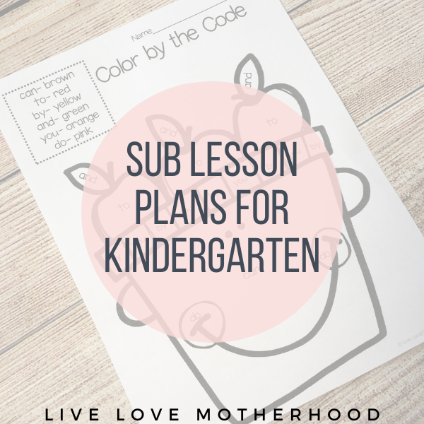 Kindergarten Sub Plans for the Year