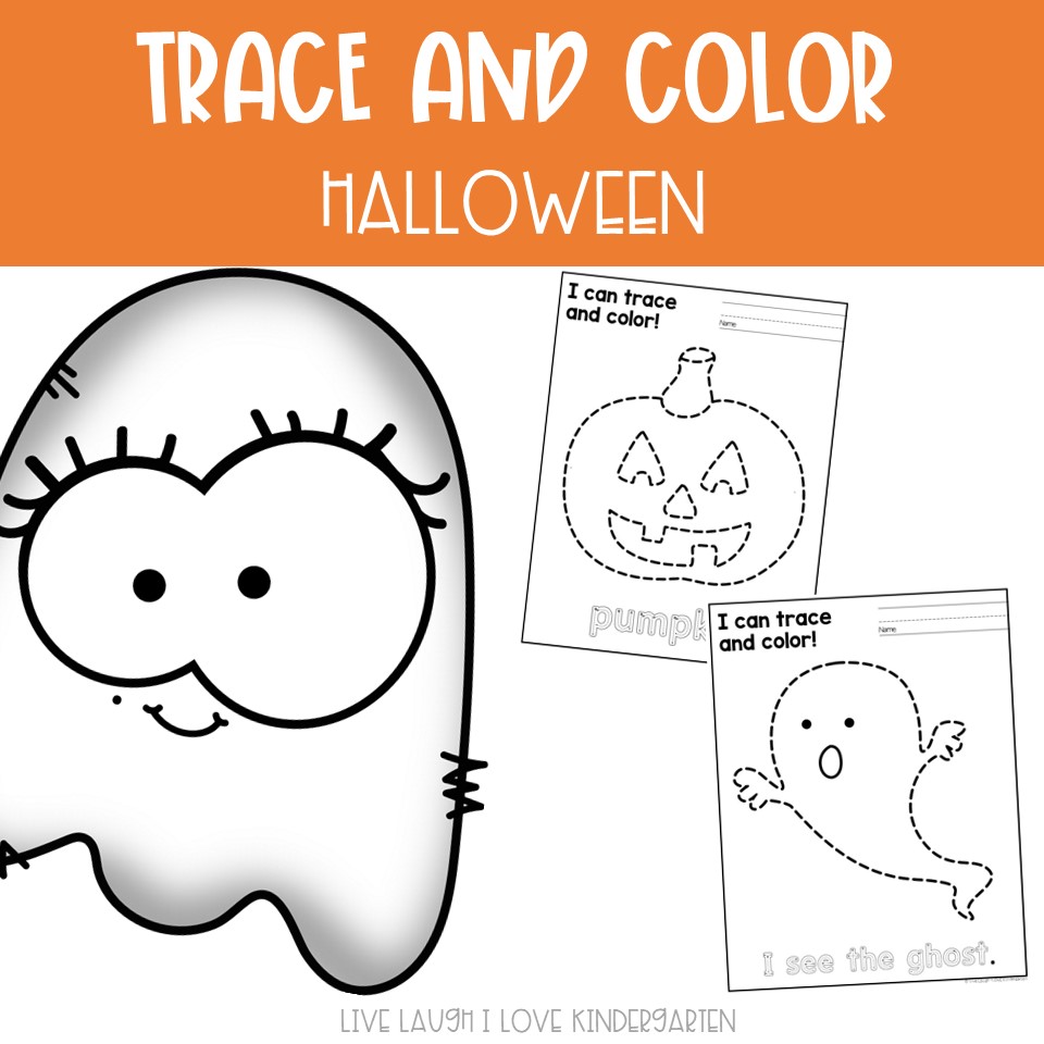 Halloween Tracing and Coloring Worksheets